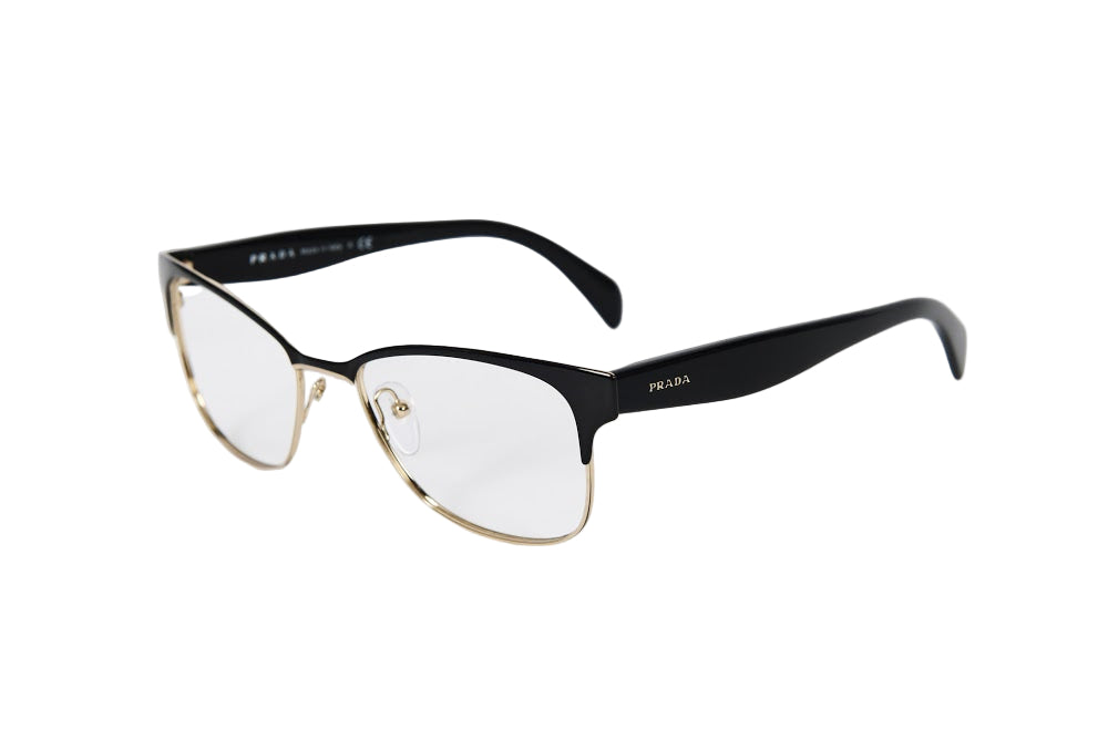 Prada - Black Plastic Brow And Gold Metal Rims – Retrospecced